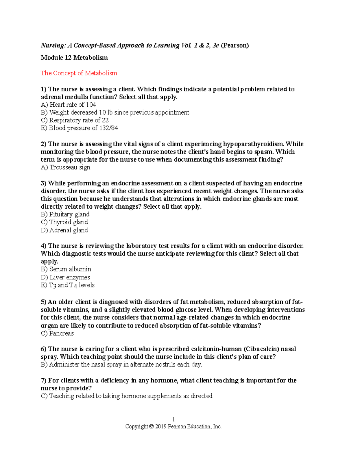 Metabolism Diabetes Module 12 1025 - Nursing: A Concept-Based Approach ...