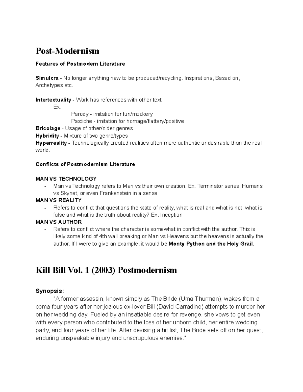 Contemporary Lit Finals Reviewer (Unfinished) - Post-Modernism Features ...
