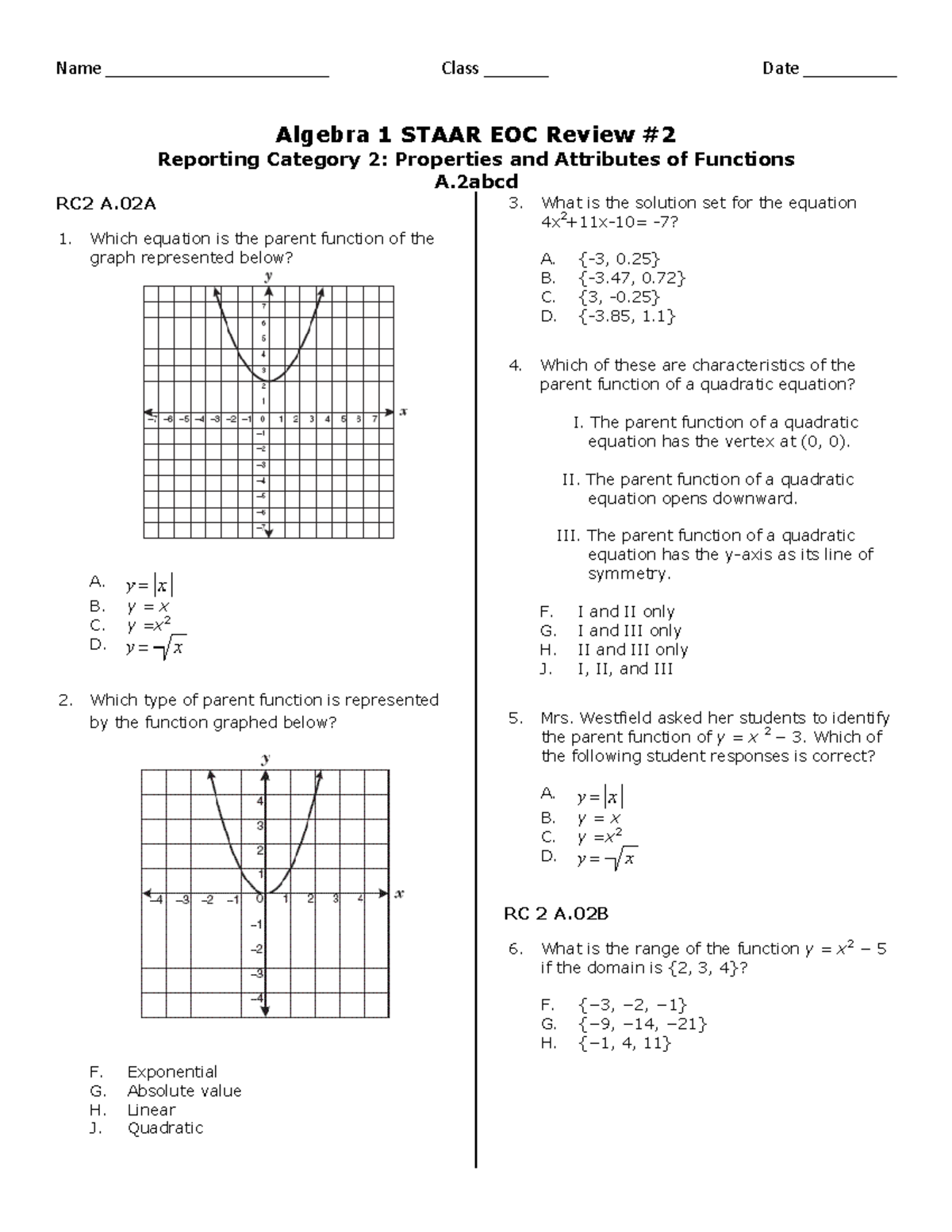 Rc2 released questions - Name ________________________ Class ...