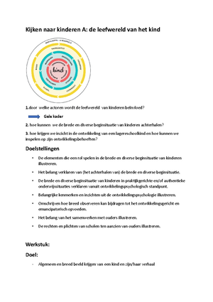 Werkstuk deel2 - Kijken naar Kinderen A: De leefwereld van het kind ...