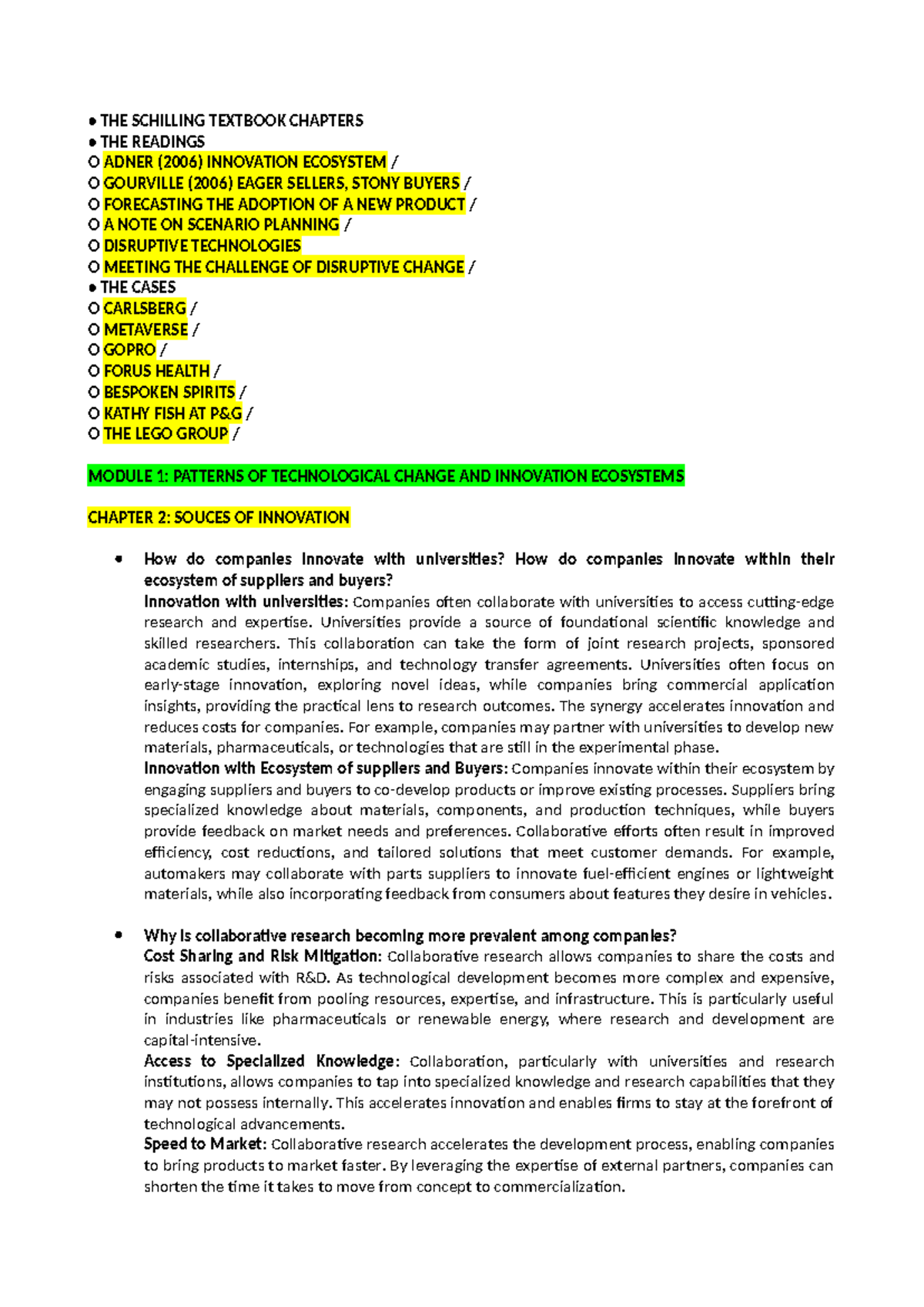 Notes - • THE SCHILLING TEXTBOOK CHAPTERS • THE READINGS O ADNER (2006 ...