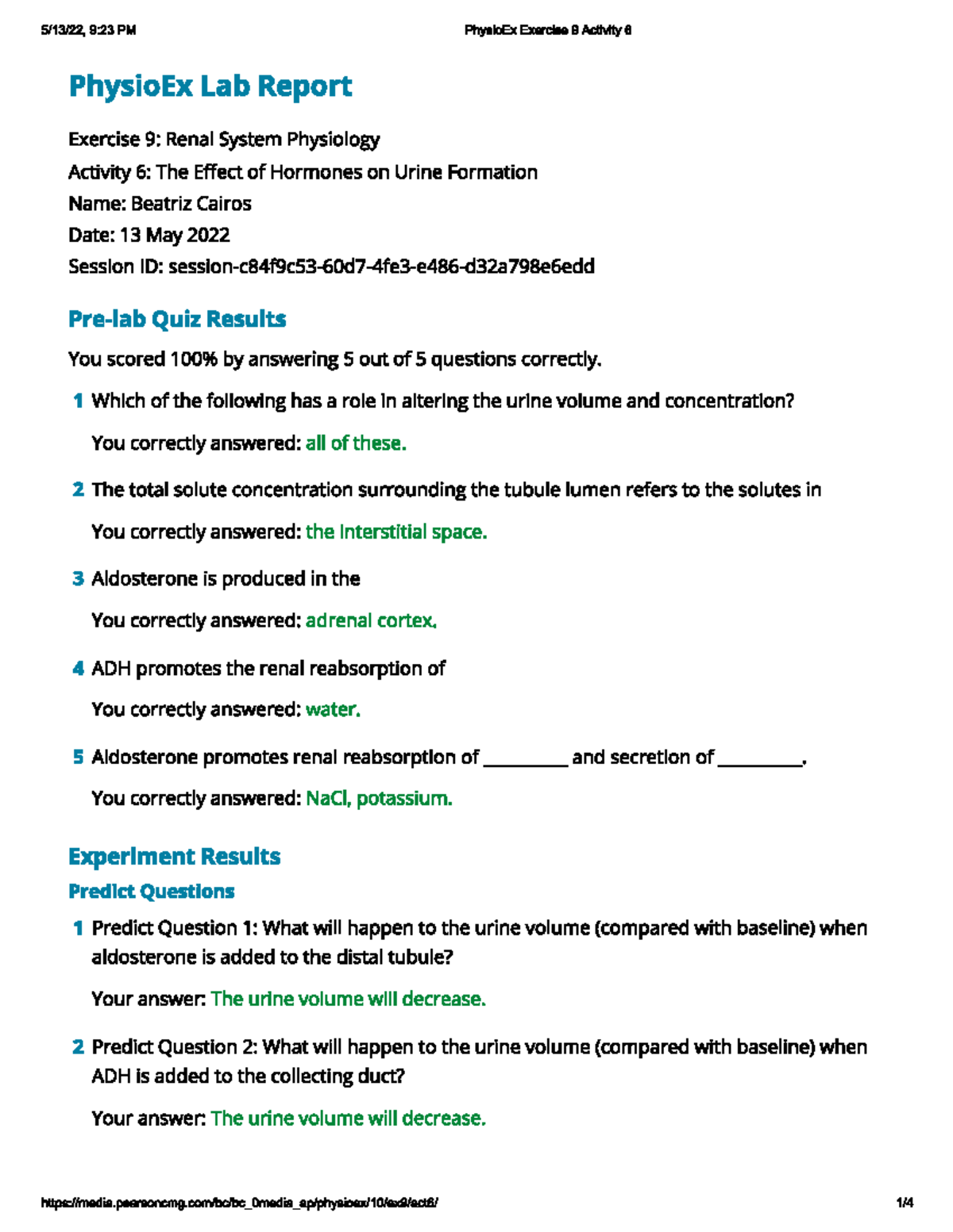 Physio ex activity 6 lab - BS 105 - Studocu