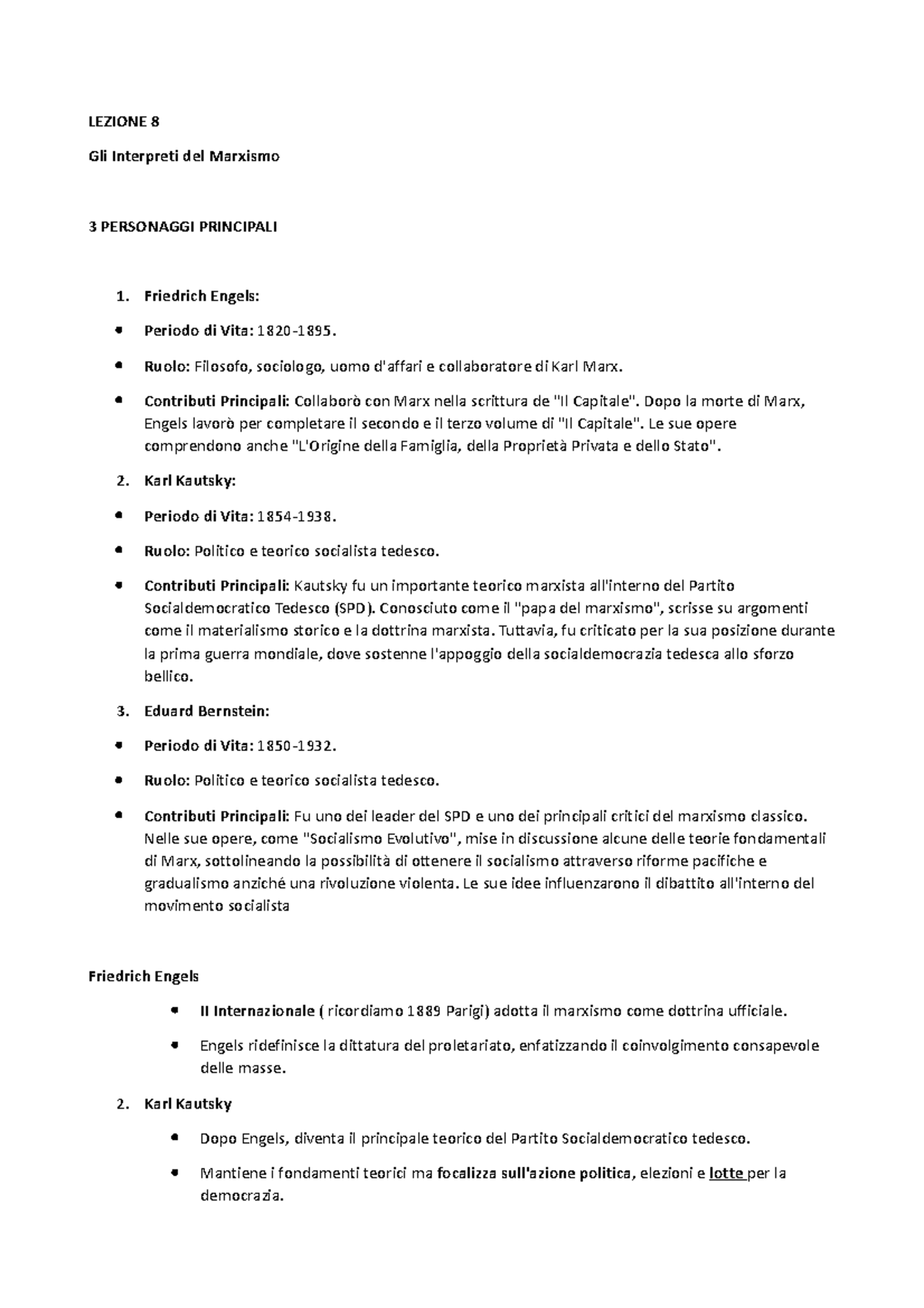Lezione 8 - SCHEMA RIASSUNTIVO COMPLETO - LEZIONE 8 Gli Interpreti del ...