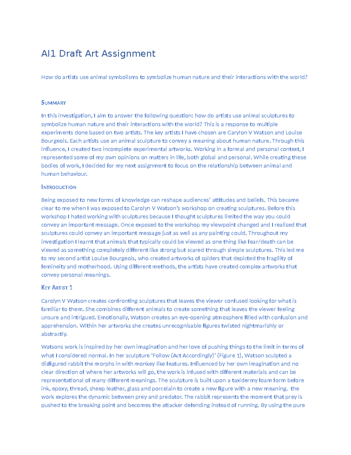 AI1 Art Assignemnt - Assignment - AI1 Draft Art Assignment How do ...
