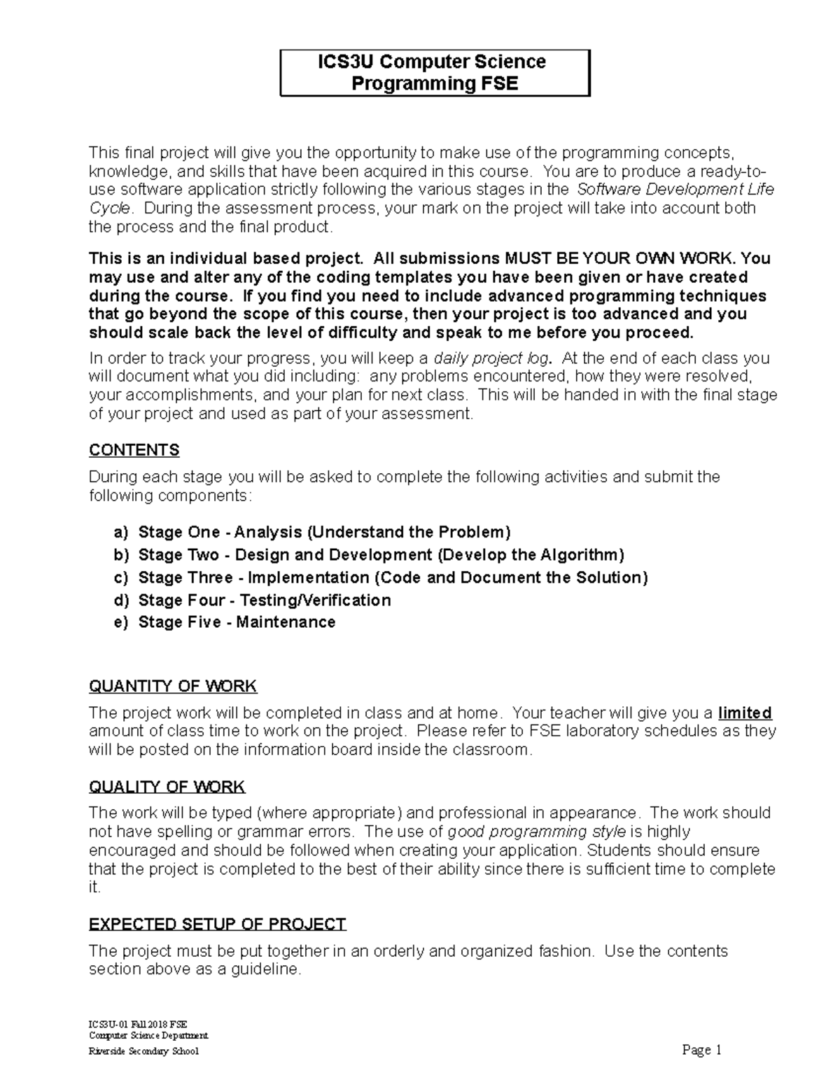 FSE Fall 2018 - Study Guide - ICS3U Computer Science Programming FSE ...