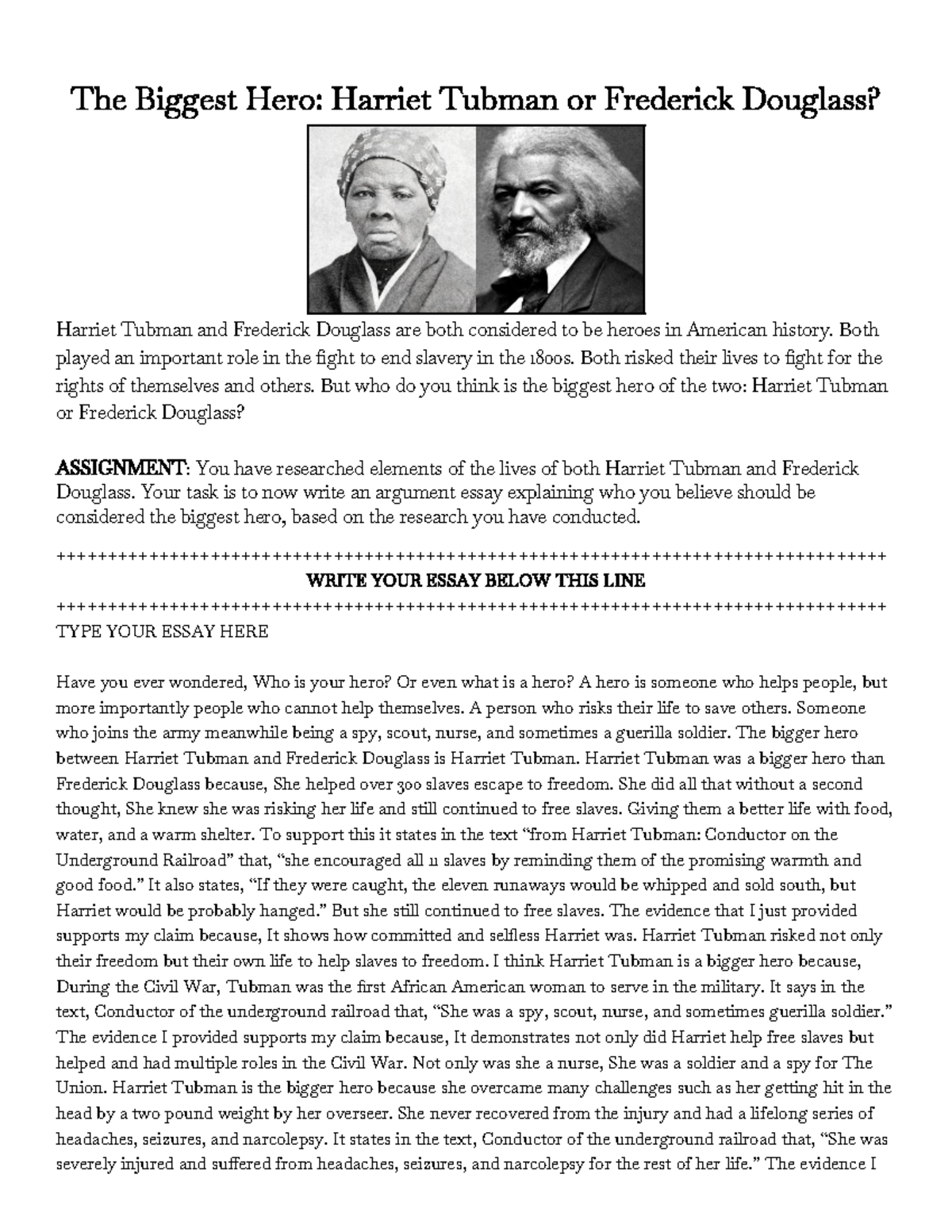 Biggest Hero Essay-result - The Biggest Hero: Harriet Tubman or ...