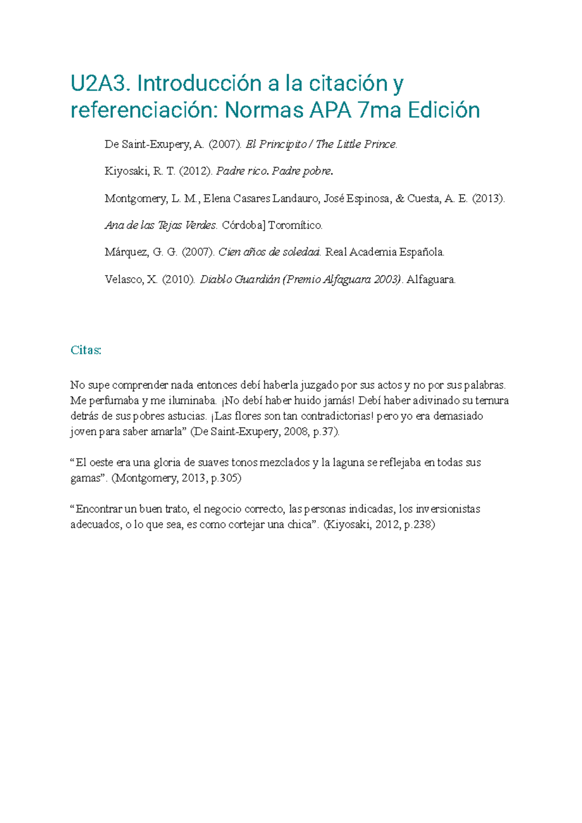 U2A3. Introducción a la citación y referenciación- Normas APA 7ma ...