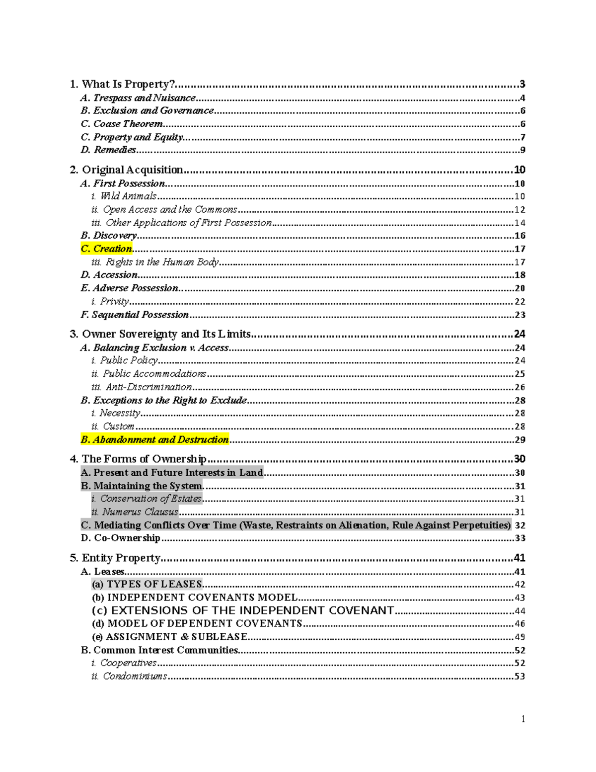 Property Outline - Professor Daniel Sharfstein spring 2018 - 1. What Is ...