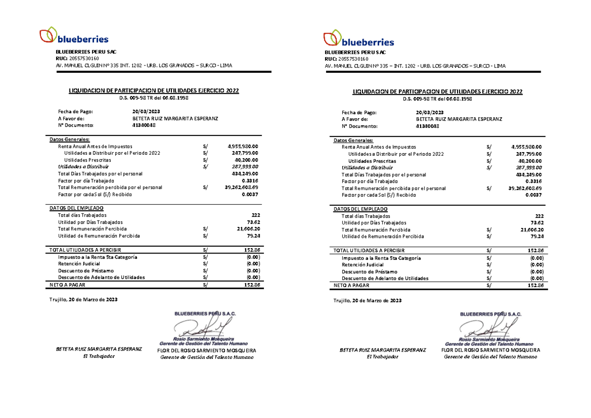 Null - progrmacion mejoras tecnicas - BLUEBERRIES PERU SAC RUC ...