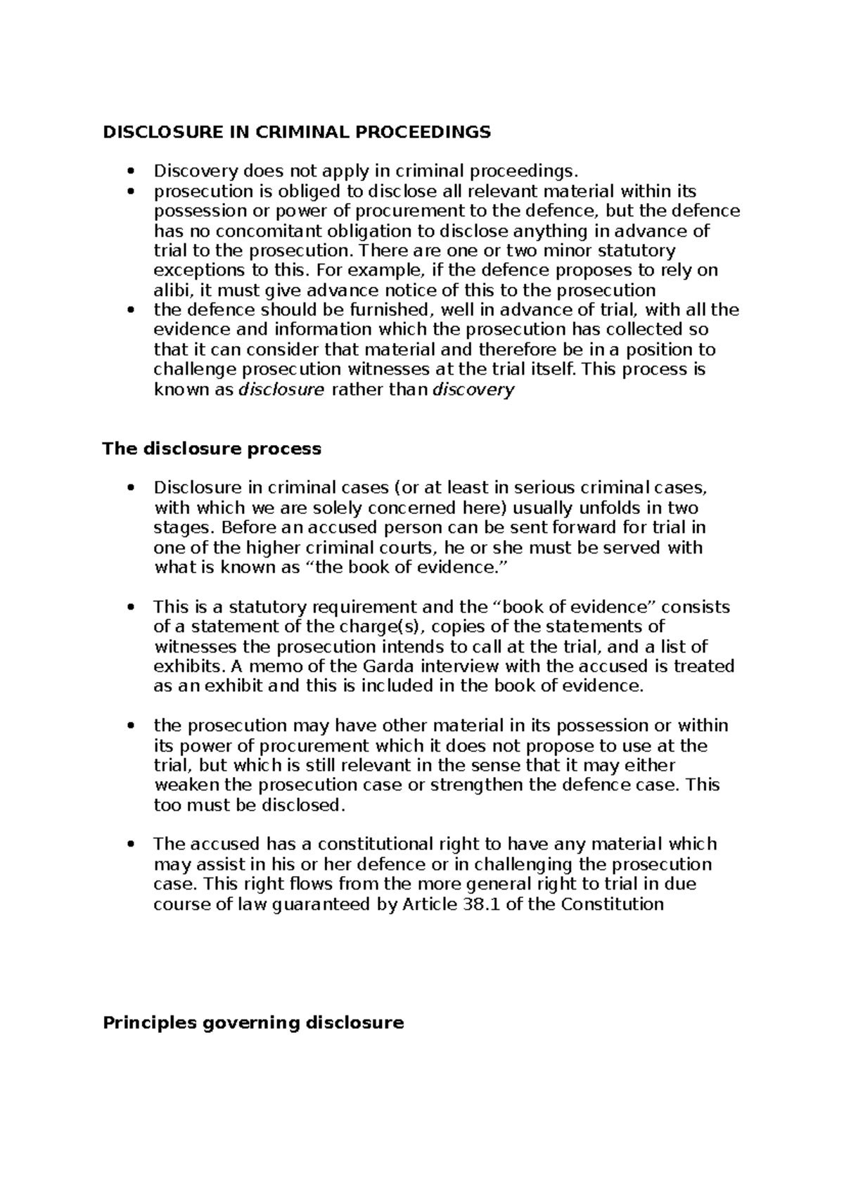 Disclosure IN Criminal Proceedings - DISCLOSURE IN CRIMINAL PROCEEDINGS ...