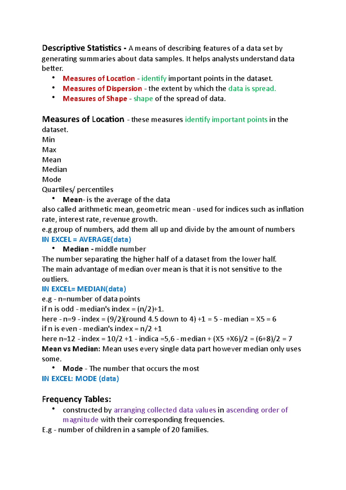 Descriptive Statistics, frequency tables - Descriptive Statistics - A means of describing ...