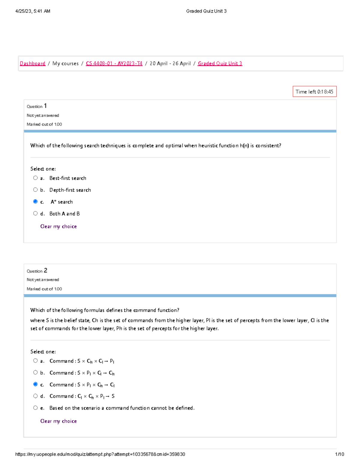 Graded Quiz Unit 3 - Question 1 Not yet answered Marked out of 1 ...