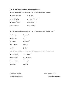 Ejercicios Factores DE Conversión - Física y Química UD 1: LA ACTIVIDAD CIENTÍFICA EJERCICIOS DE ...