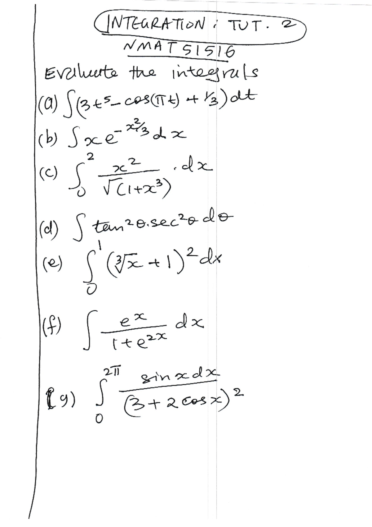 Tutorial 6 2-Integration - SMTH011 - Studocu