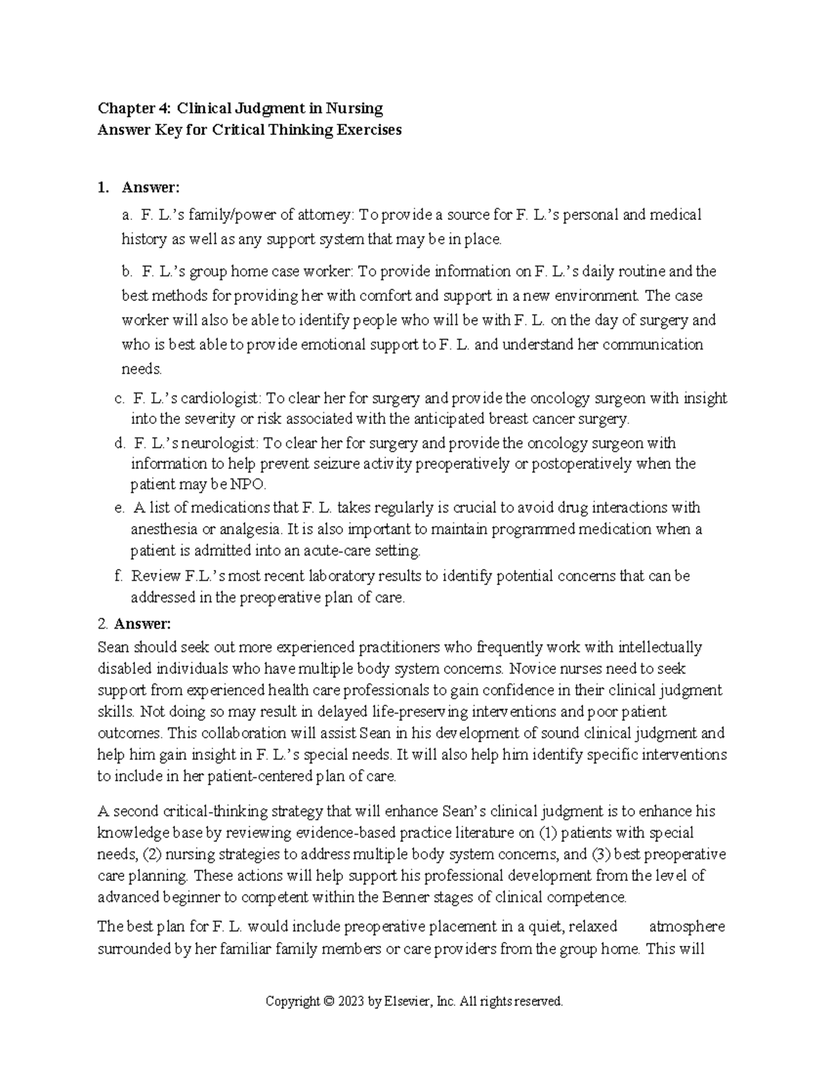 Chapter 004 - coursework - Chapter 4: Clinical Judgment in Nursing ...