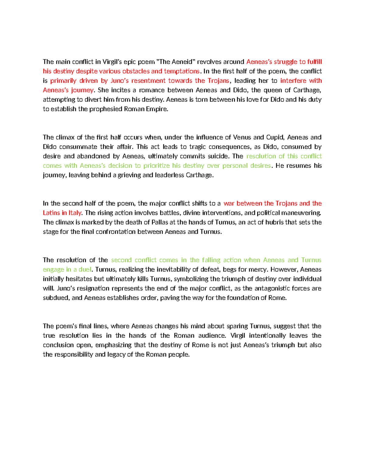 Conflict in the Poem Aeneid - The main conflict in Virgil's epic poem ...