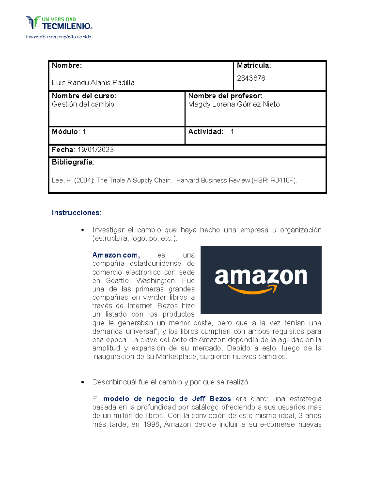 Actividad 1 - Gestión del cambio - Nombre: Luis Randu Alanis Padilla ...