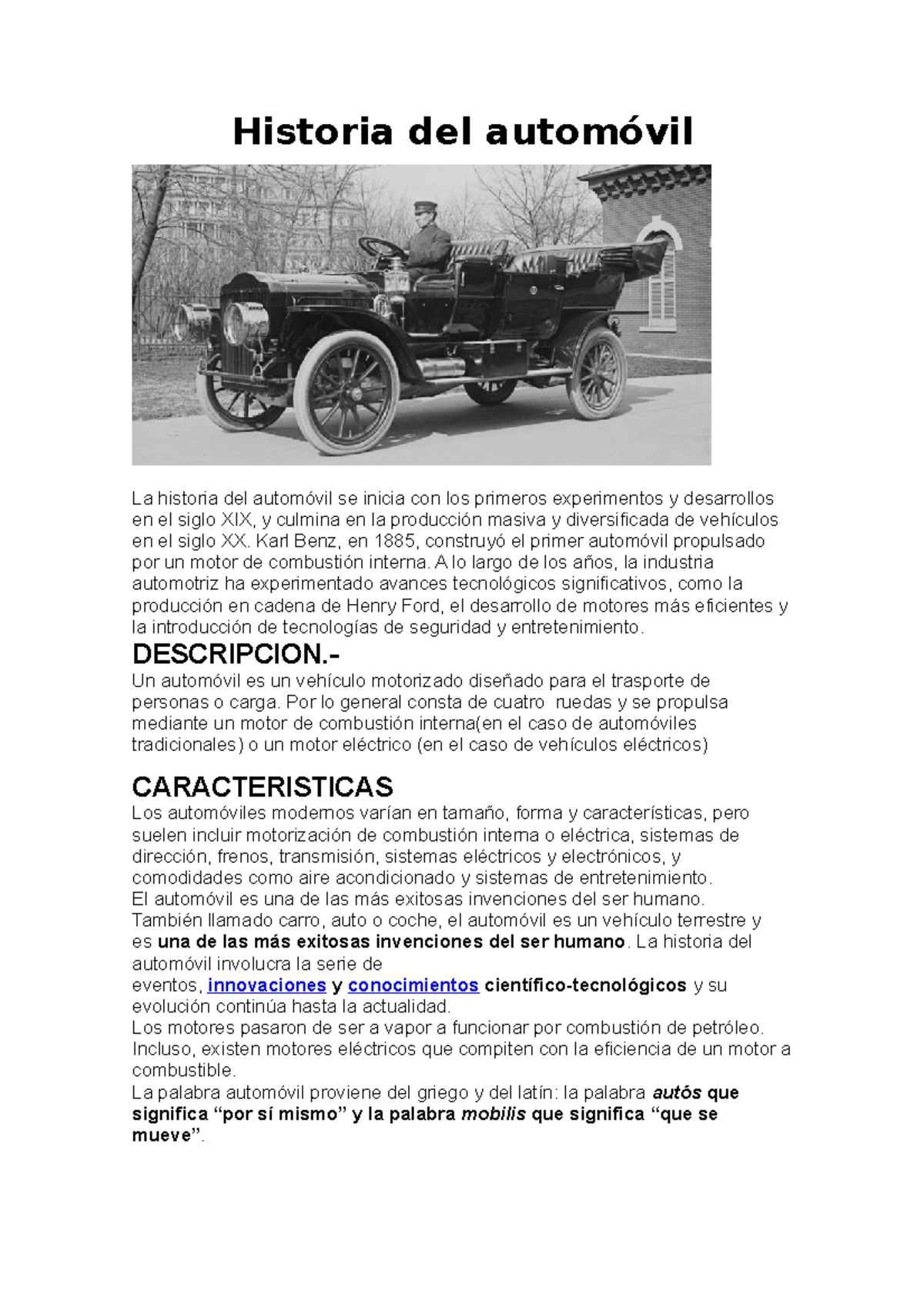 Historia del automóvil FFF - mecanica indystrial - Studocu