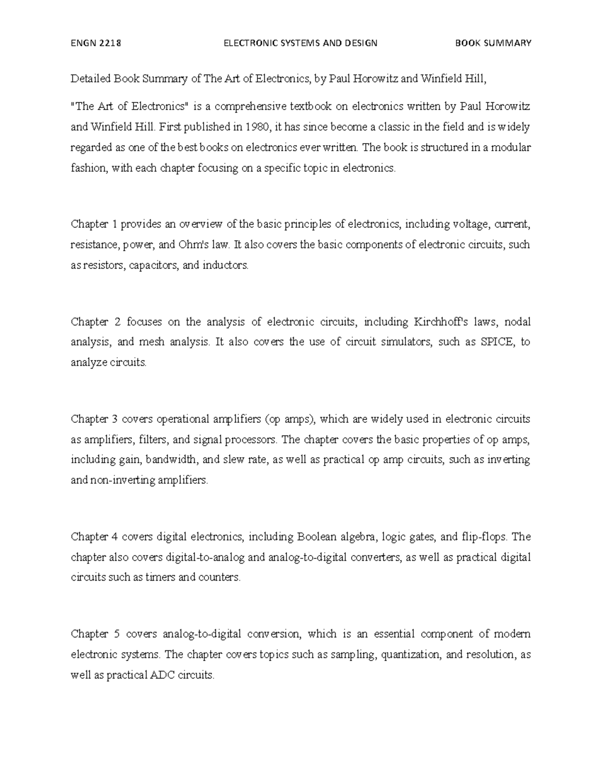 Detailed book summary of Art of Electronics by Paul Horowitz - Detailed ...