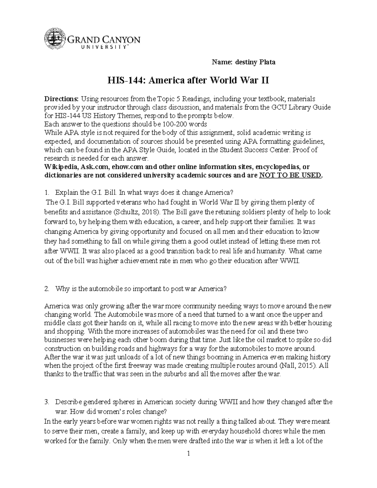 HIS-144-RS-America after WWII Worksheet - Name: destiny Plata HIS-144 ...