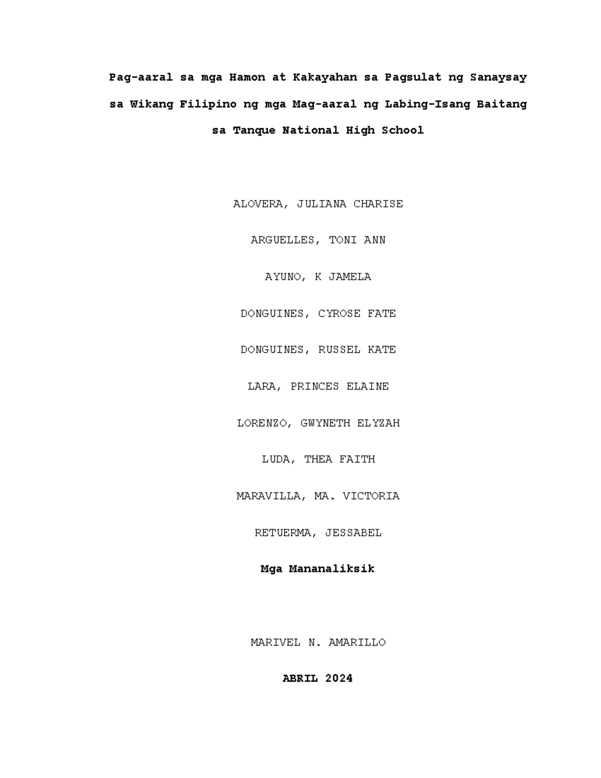 Pananaliksik- Manuscript - Pag-aaral sa mga Hamon at Kakayahan sa ...