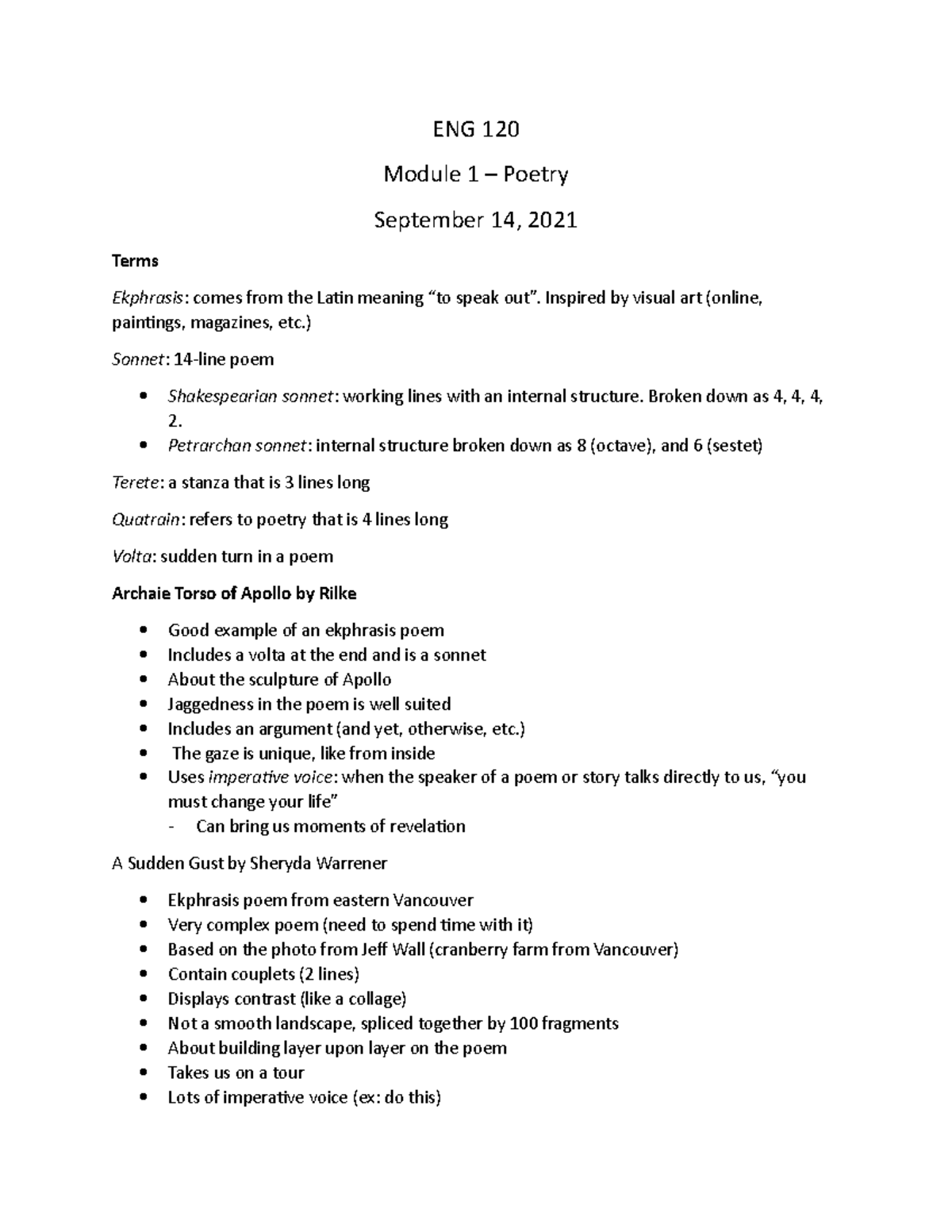 ENG 120 - Poetry P2 - Professor Jeanette Lynes - ENG 120 Module 1 ...