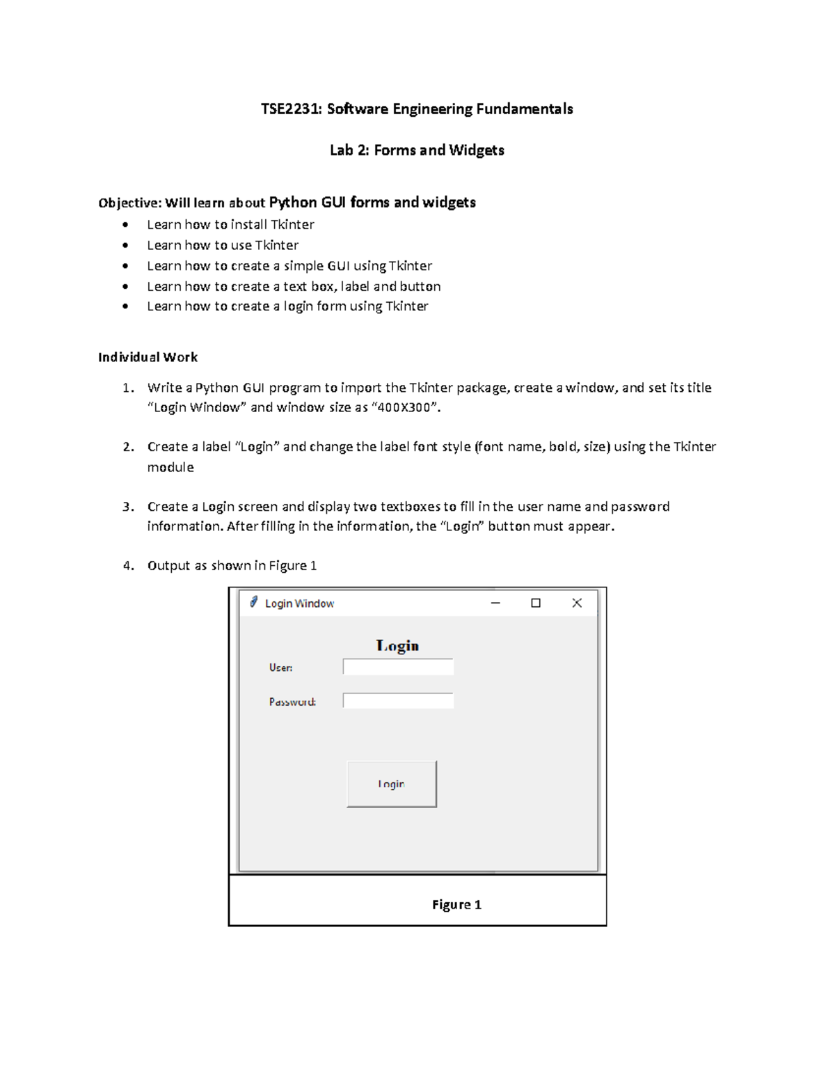 Lab 2 - 123 - TSE2231: Software Engineering Fundamentals Lab 2: Forms ...