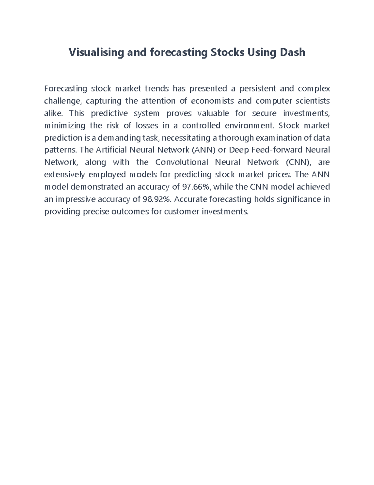 Abstract - F xix fhfucccy - Visualising and forecasting Stocks Using Dash Forecasting stock ...