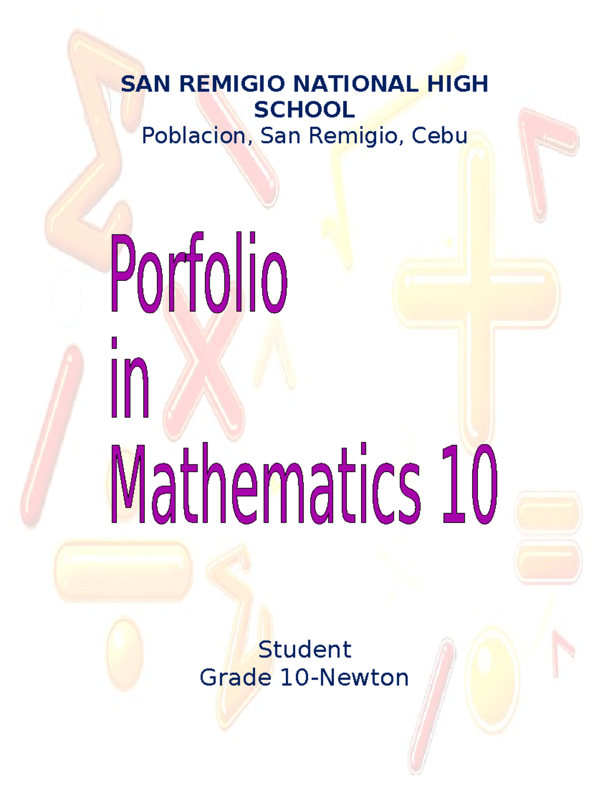 Porfolio in Mathematics 10 - Mathematics in the Modern World - SAN ...