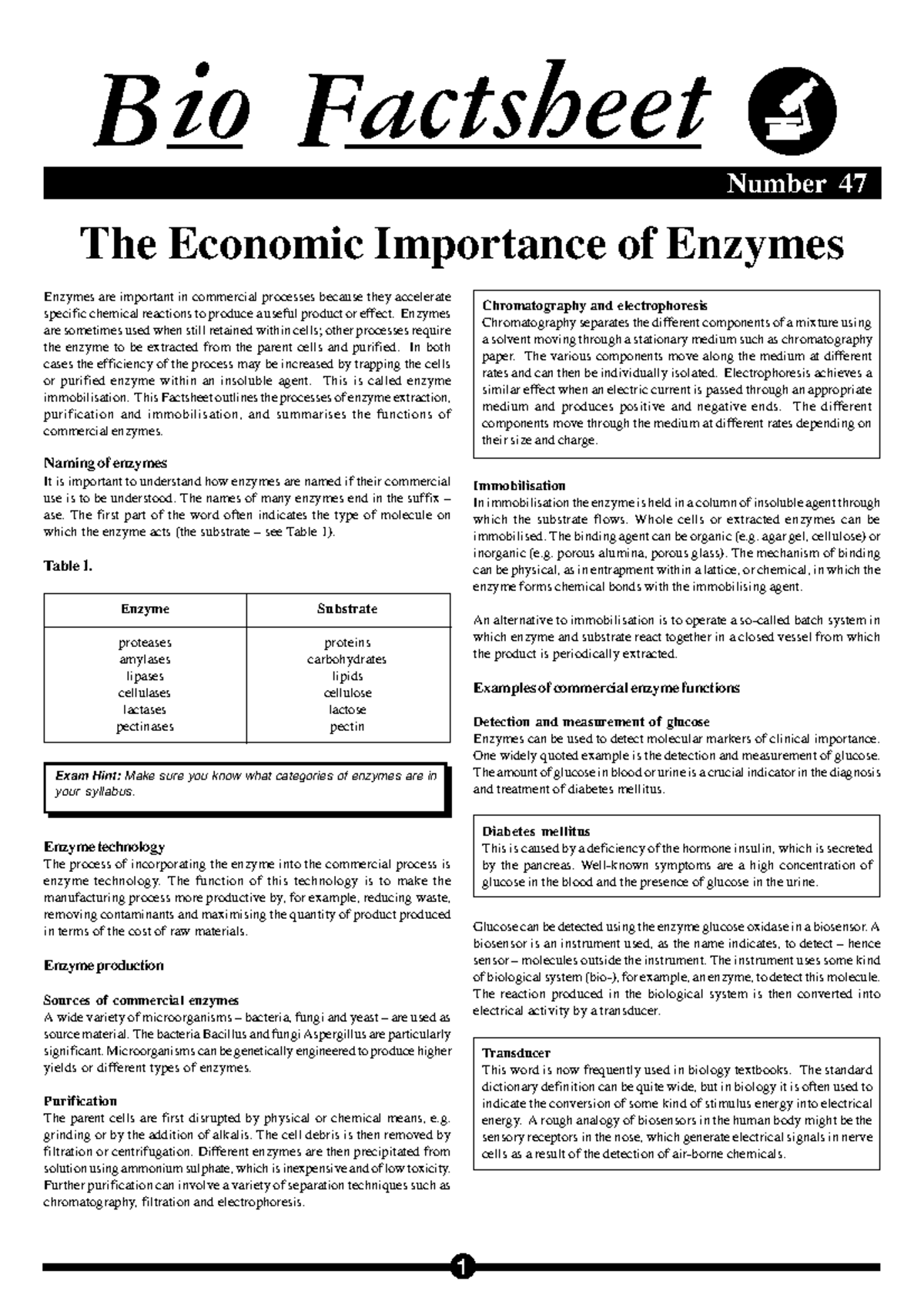 047 - The Economic Importance of Enzymes - Bio Factsheet April 1999 ...
