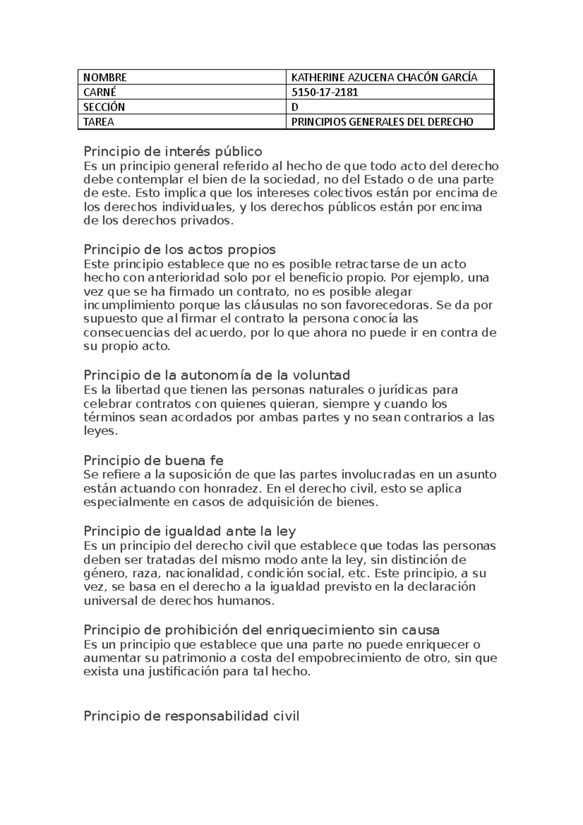 Principios Generales DEL Derecho - NOMBRE KATHERINE AZUCENA CHACÓN ...
