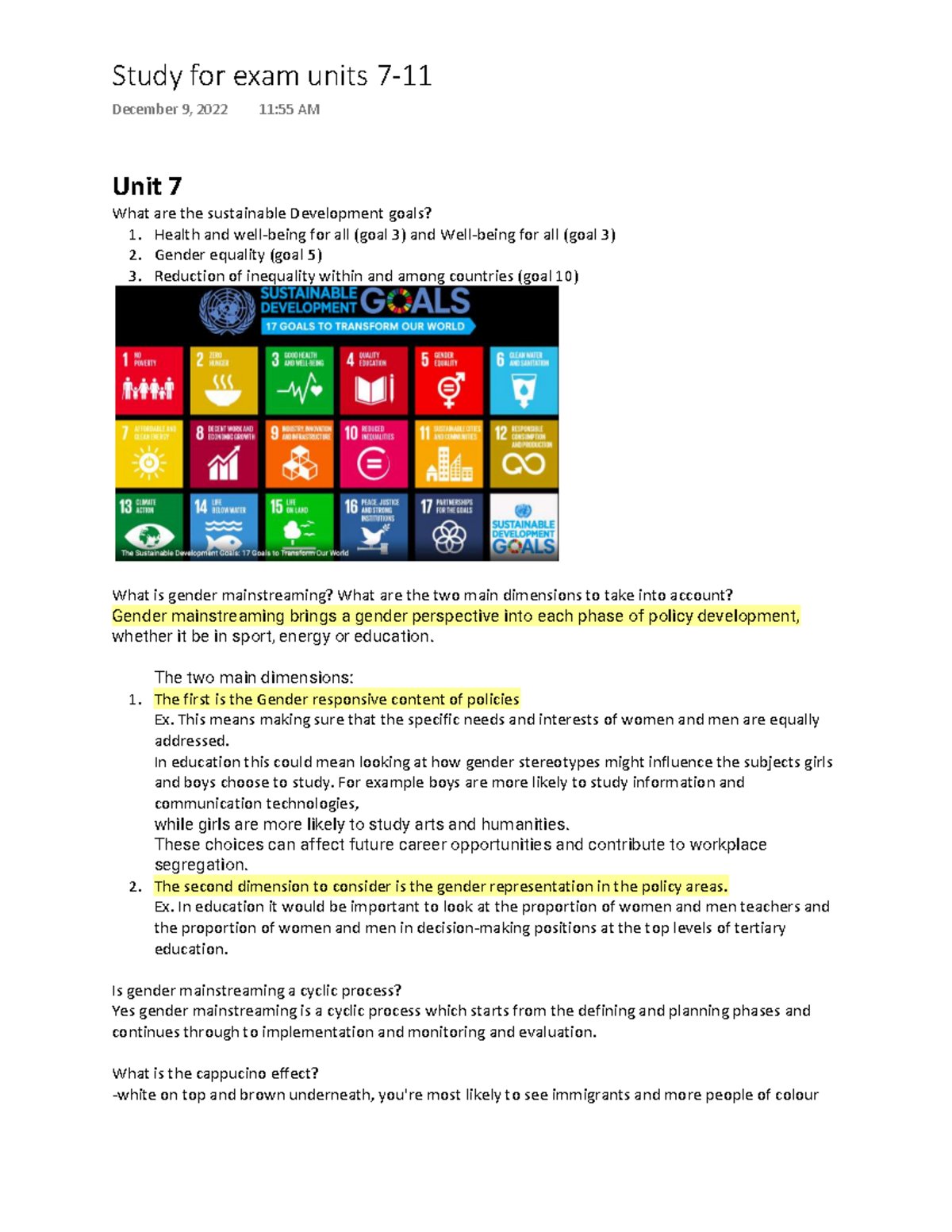 1RR3 exam review - Unit 7 What are the sustainable Development goals? 1 ...