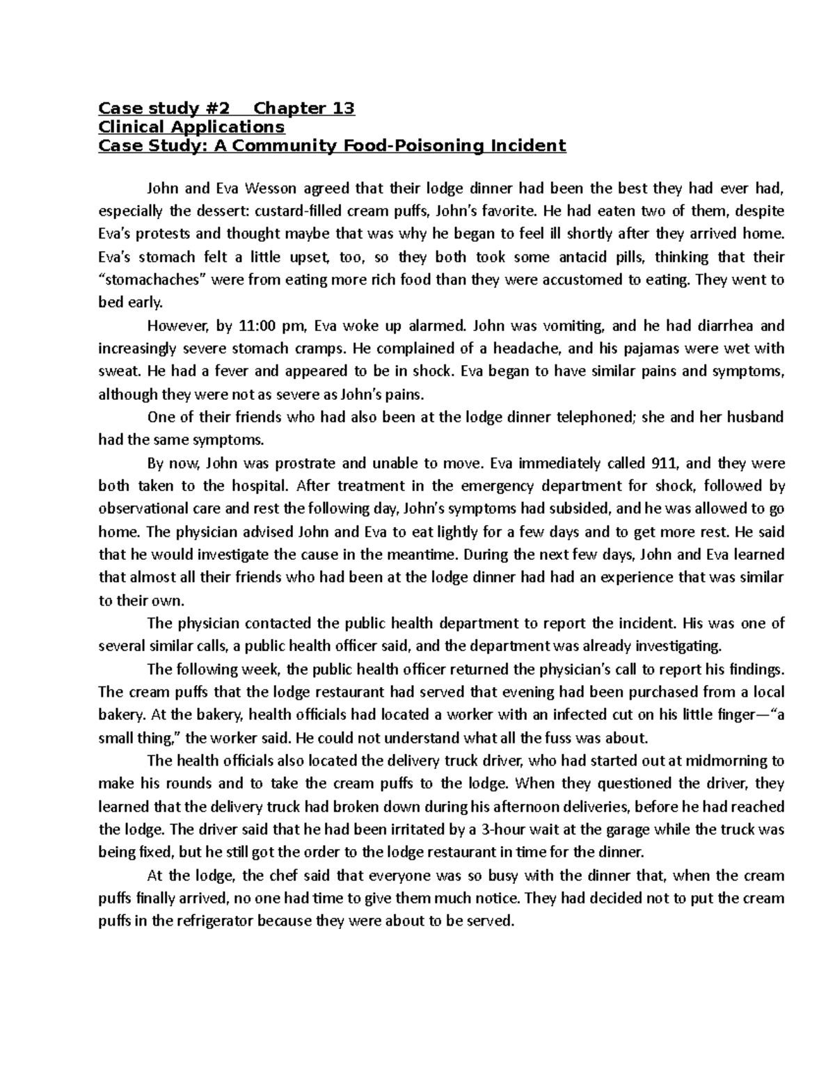 Nutrition-Case Study 2 - Case study #2 Chapter 13 Clinical Applications ...