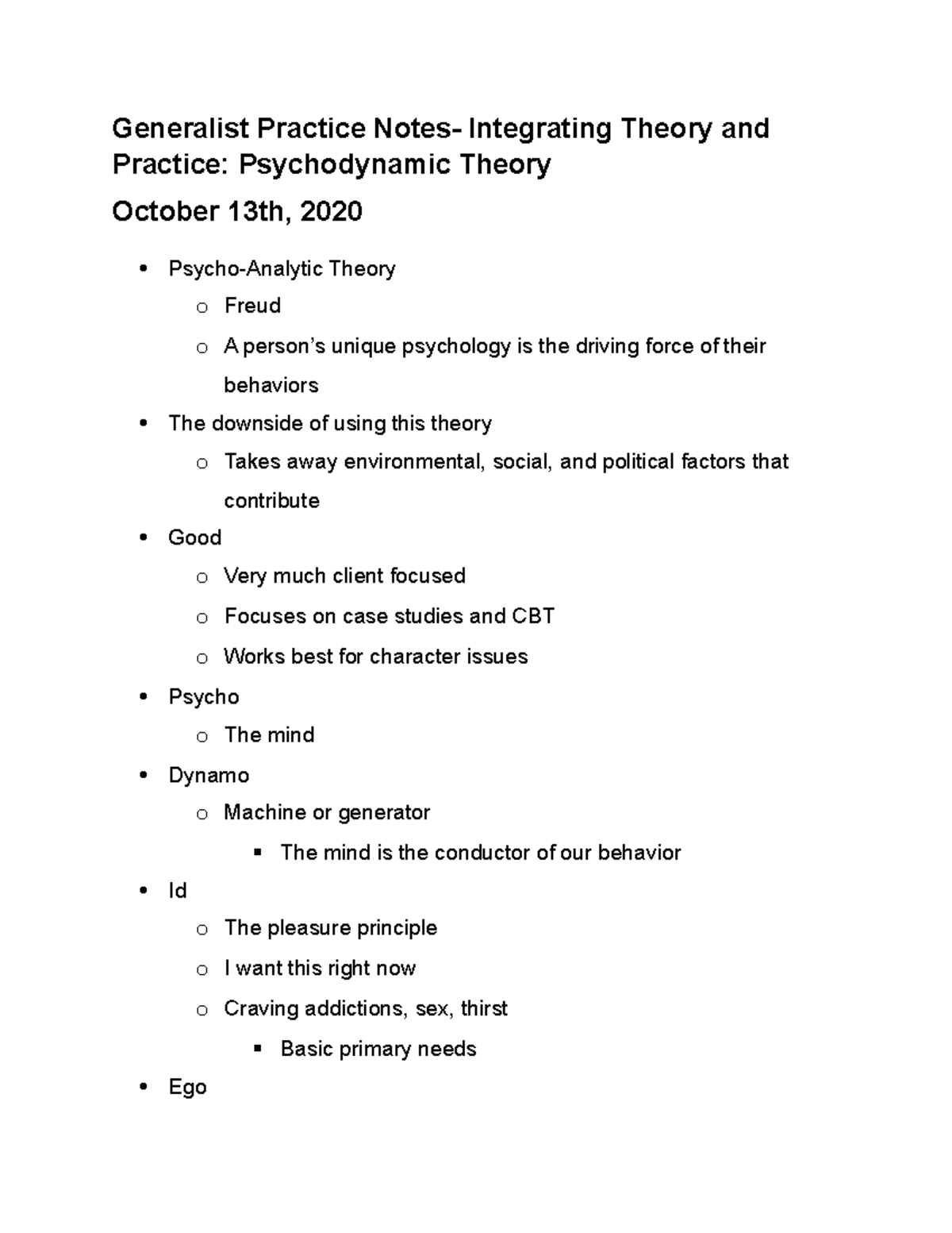 2020-10-13 Generalist Practice - Generalist Practice Notes- Integrating ...