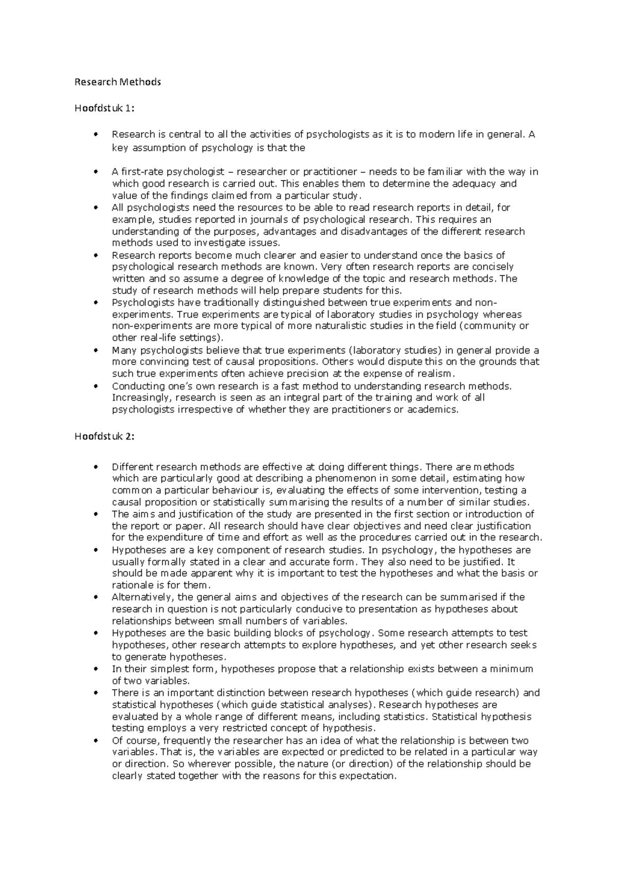 Summary Introduction to Research Methods, Dennis Howitt and Duncan ...