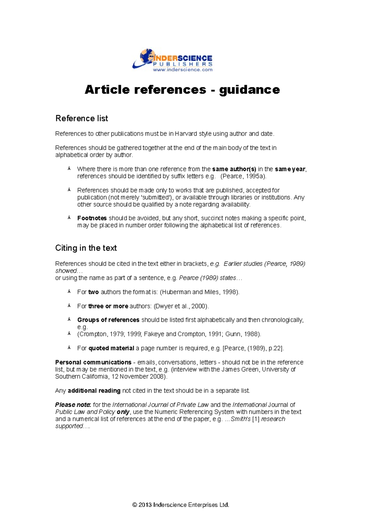 Refguide - Article references - guidance Reference list References to ...