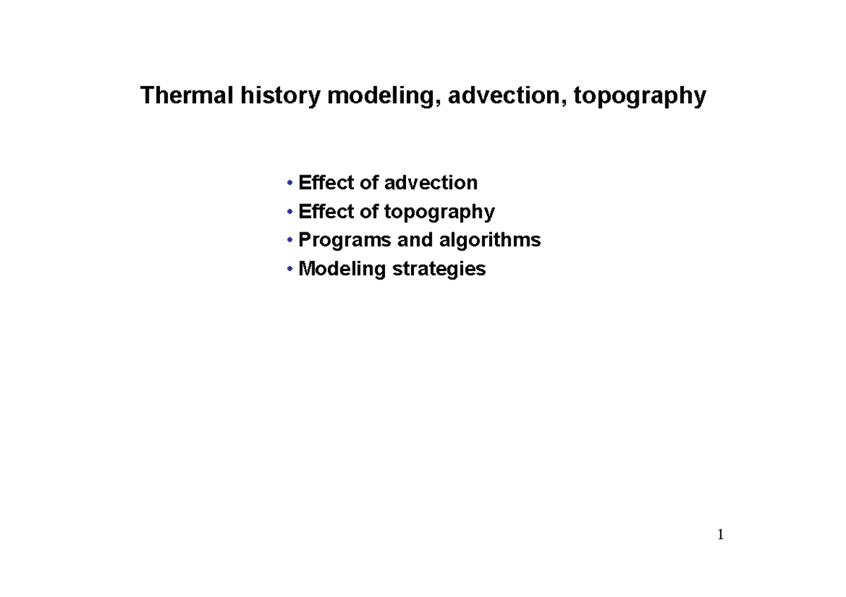 Thermal modeling 2017 - Winter semester 2021/2022 - Thermal history ...