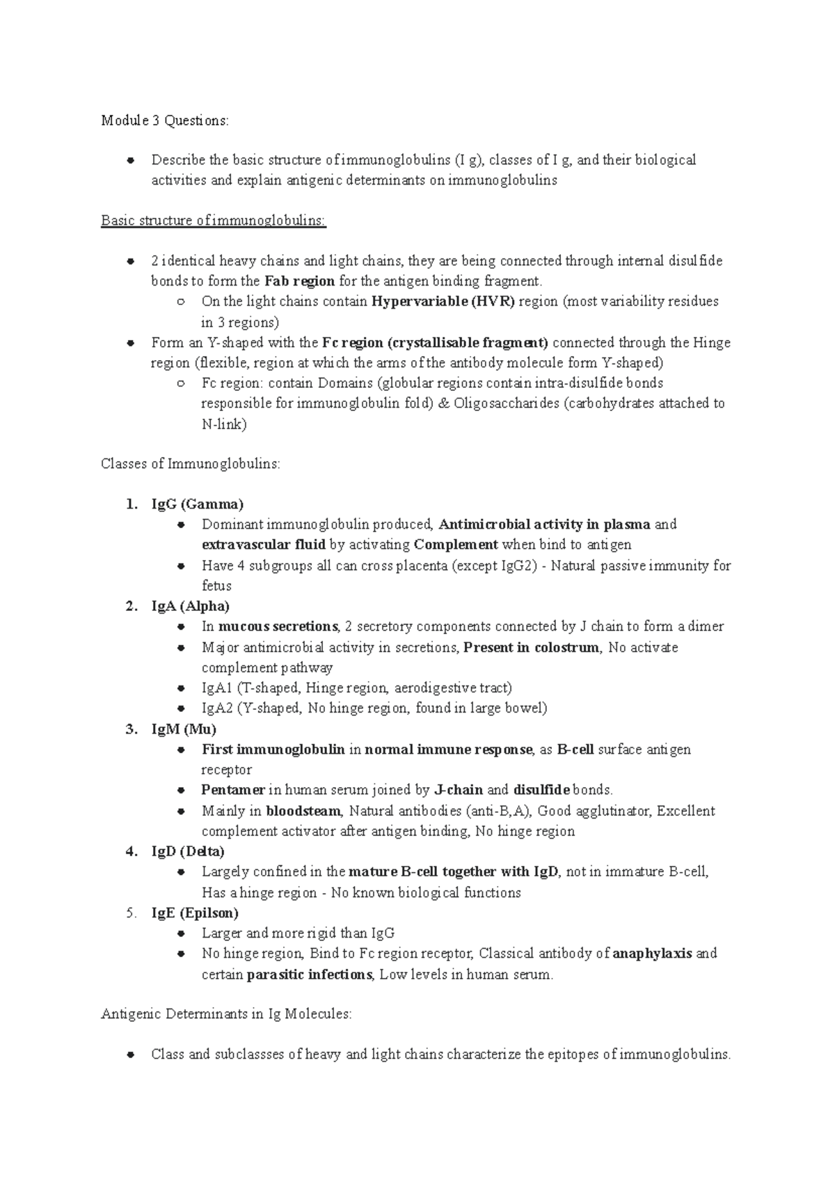 MICR 386 - Midterm Review - Module 3 Questions: Describe the basic ...