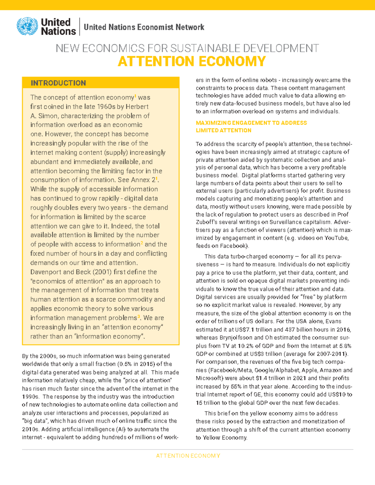 Attention economy feb - The concept of attention economy 1 was first ...