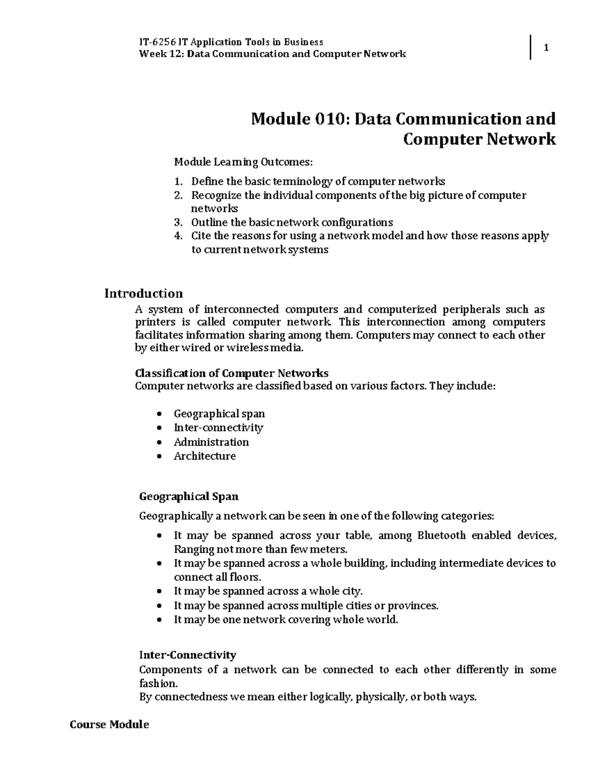 Week 12 - Data Communication and Computer Network - This ...