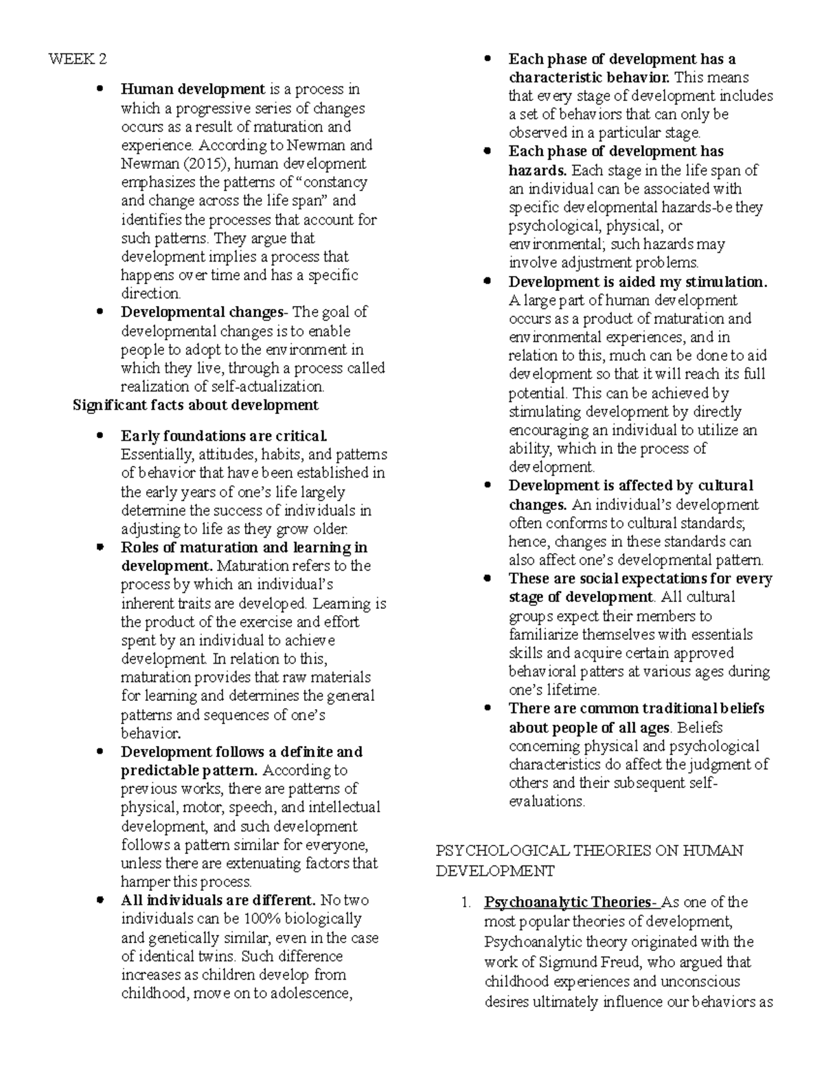 CRIM211- Reviewer- Prelims - WEEK 2 Human development is a process in ...
