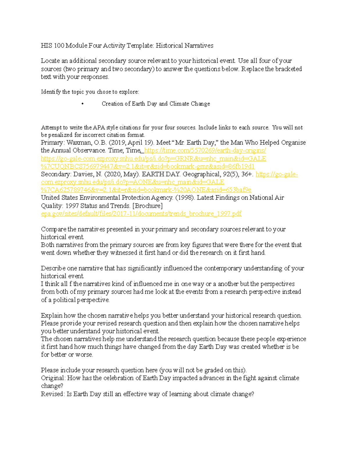 HIS 100 Module Four Activity Narratives Template - HIS 100 Module Four ...