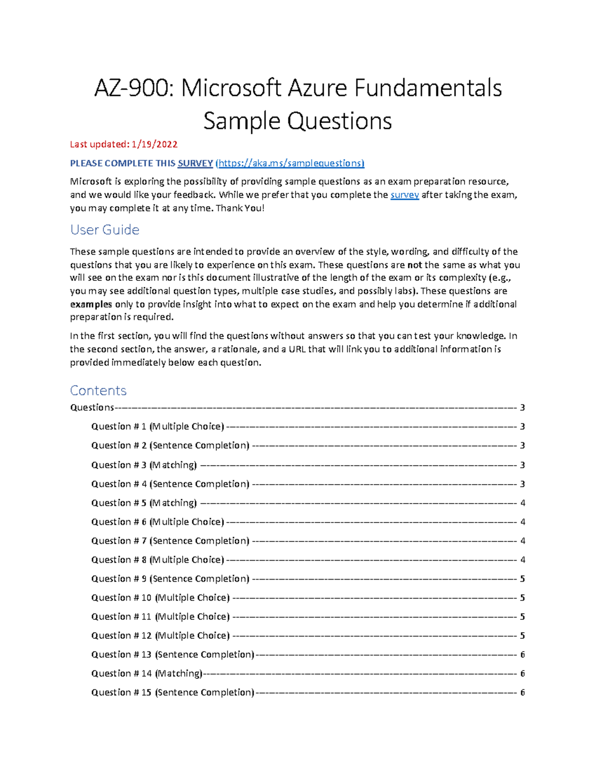 AZ-900 AZURE FUNDAMENTAL Exam Sample Question - AZ-900: Microsoft Azure ...