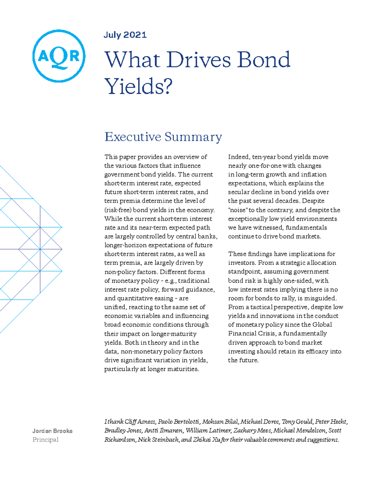Drivers of Bond Yields - sas - July 2021 Executive Summary This paper ...