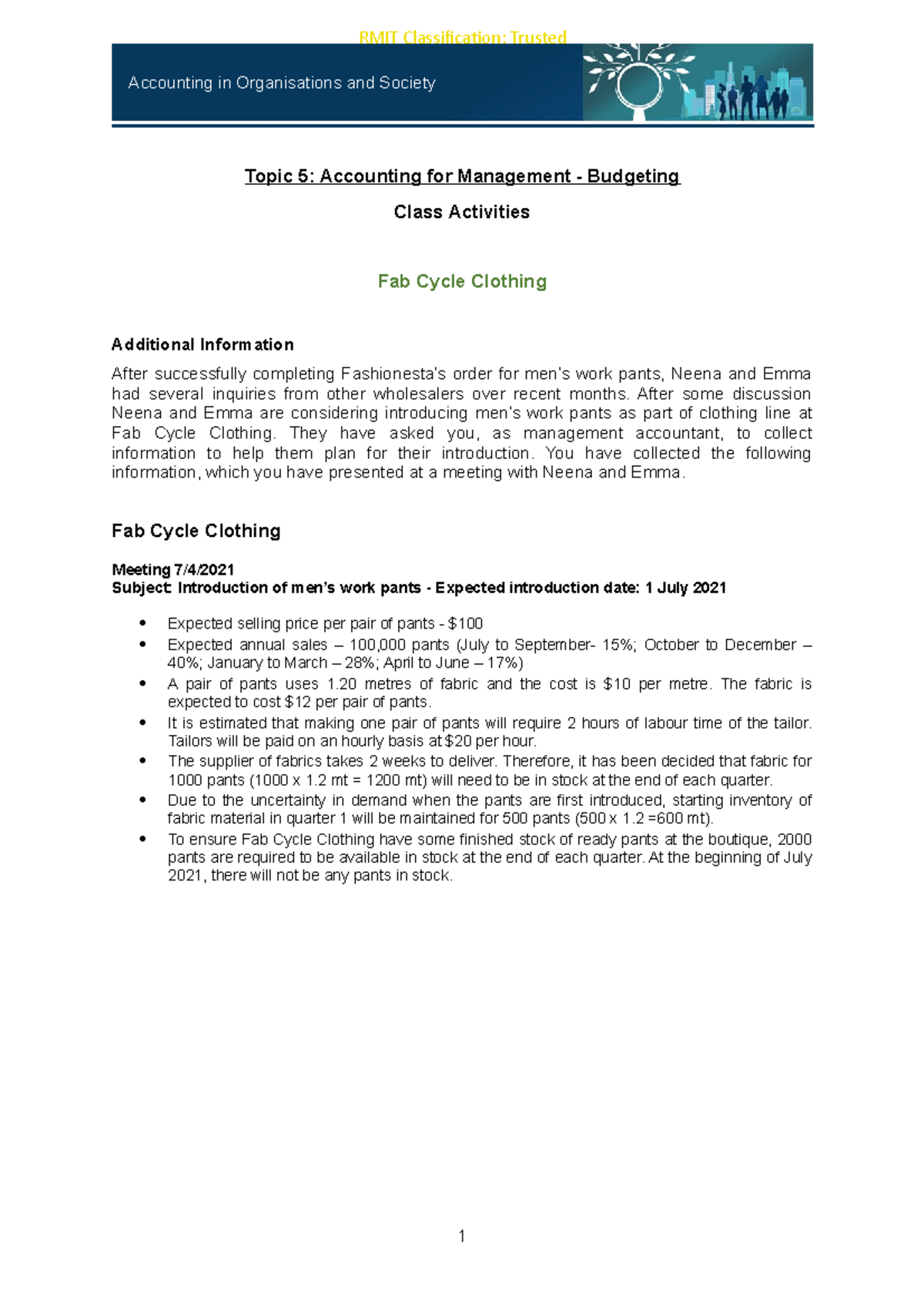 Topic 5 Tutorial Activities Solutions - Topic 5: Accounting for ...