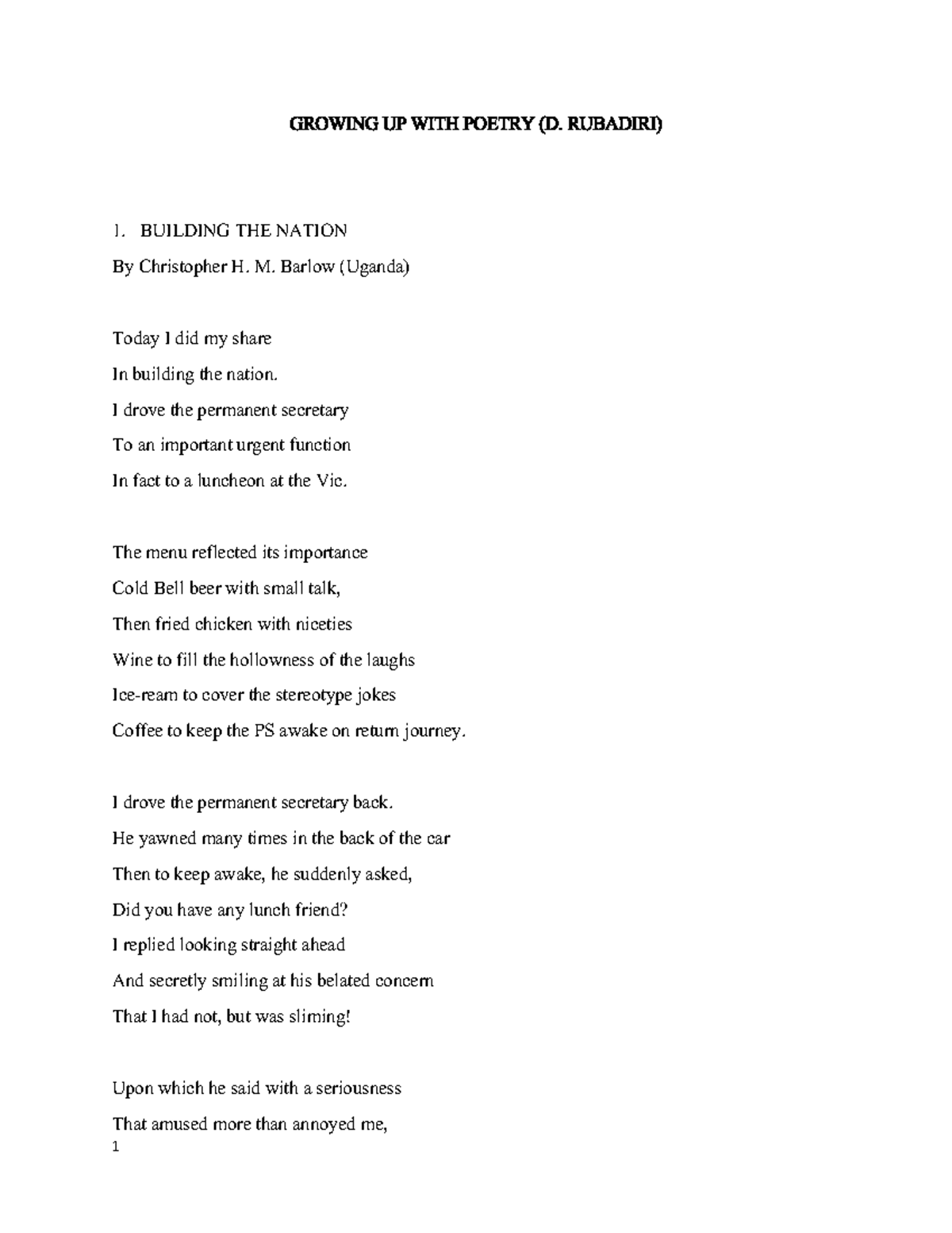 Literature-S3 - Poems explained - GROWING UP WITH POETRY (D. RUBADIRI ...