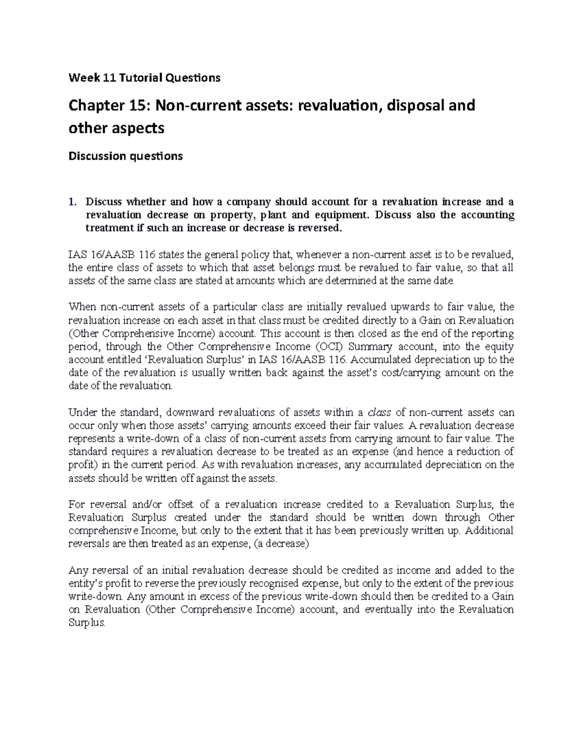 Week 11 Tutorial Questions Solutions - Week 11 Tutorial Questions ...