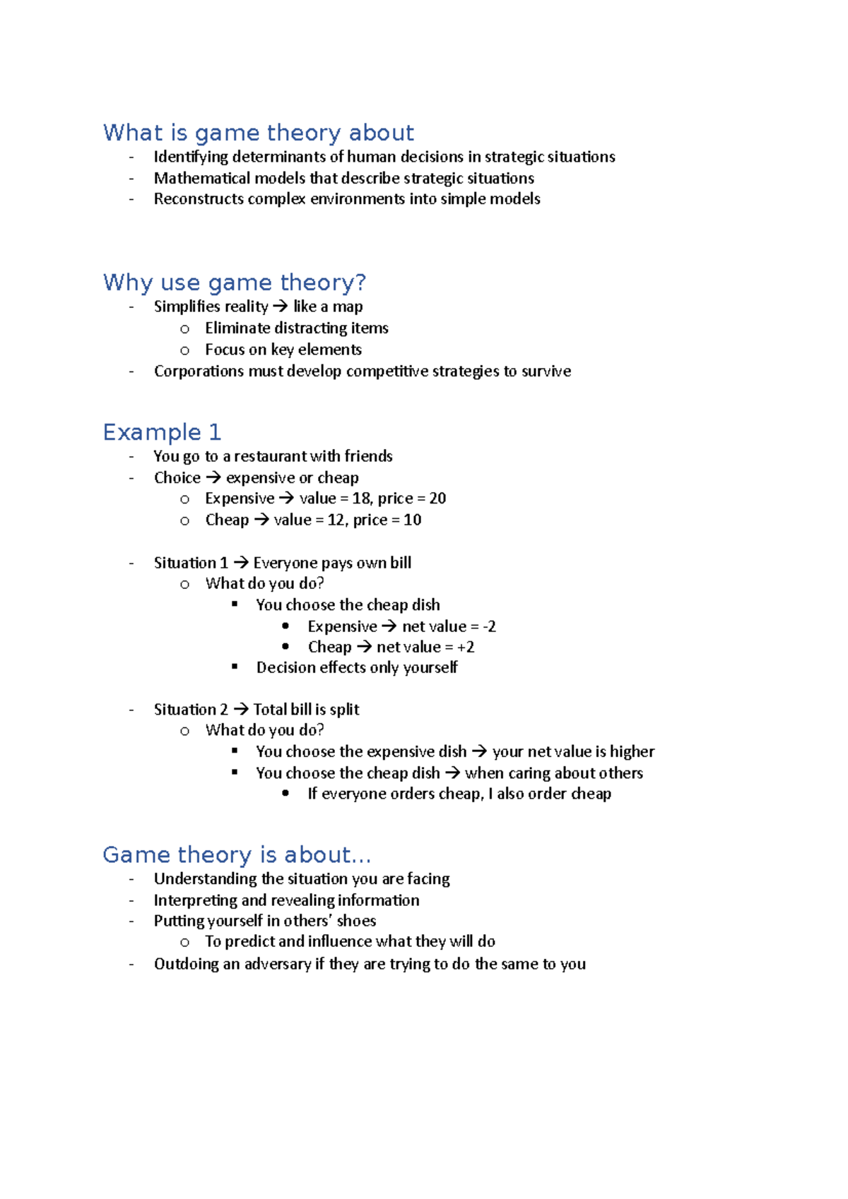 Game Theorie - Lecture 1 - What is game theory about Identifying ...