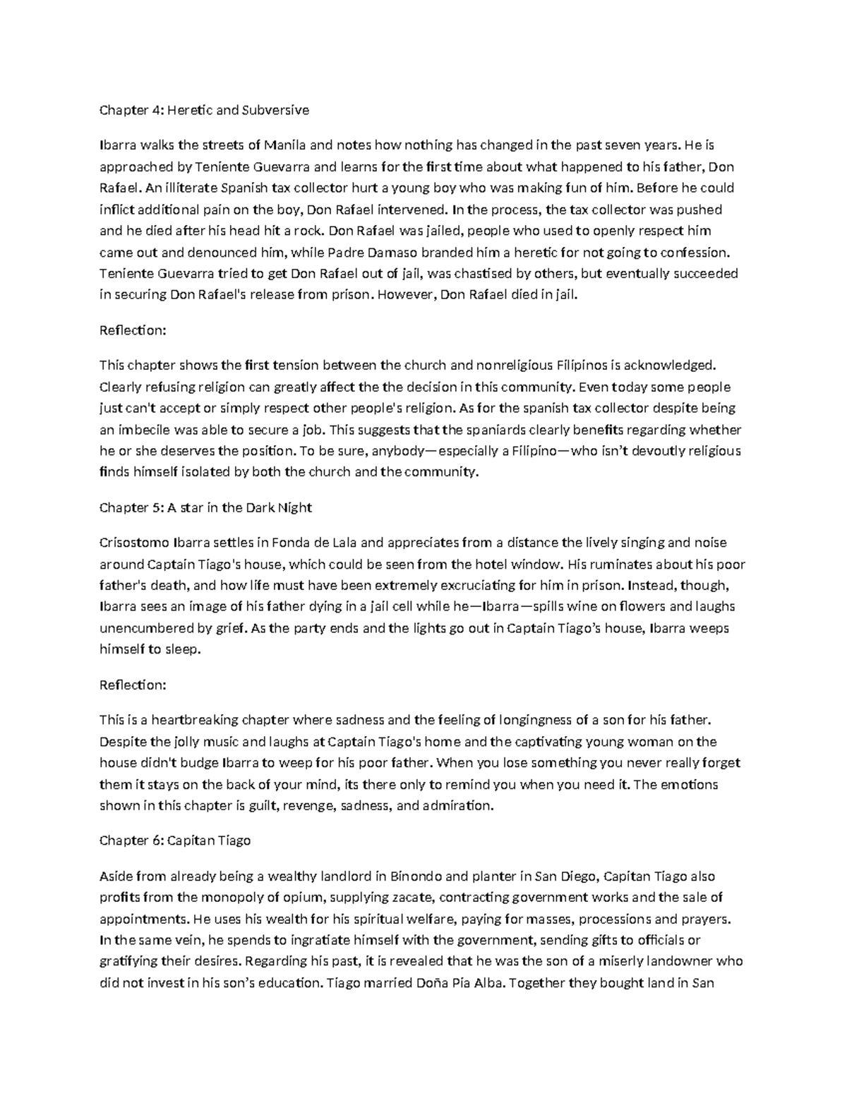 Reflection Paper Chapter 4-6 - Chapter 4: Heretic and Subversive Ibarra ...