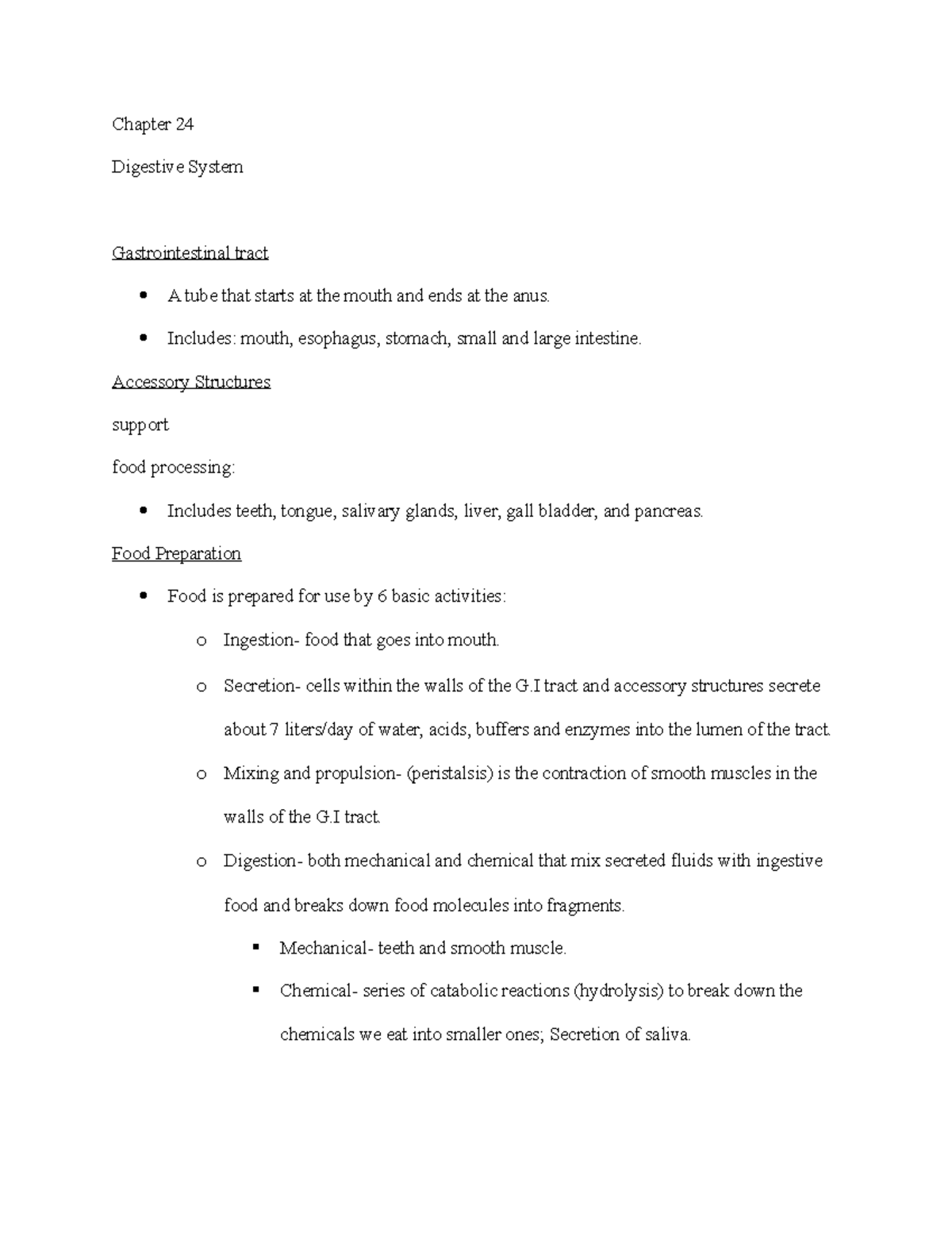 Chapter 24 - Chapter 24 Digestive System Gastrointestinal tract A tube ...